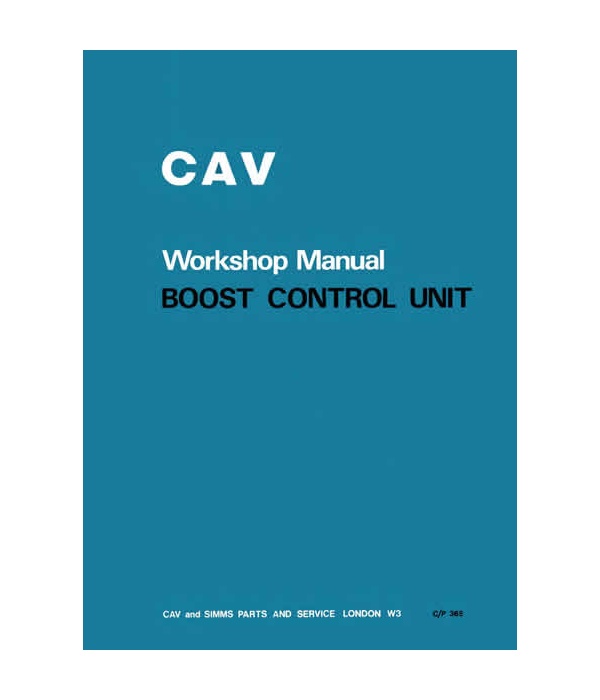 Boost Control Unit Workshop Manual: Publication No 36E Download